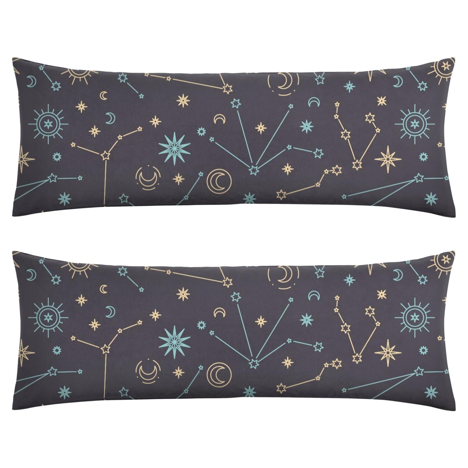 Celestial Gothic Pillow Cover 20x54 - Starry Cosmic Night Sky Print ...