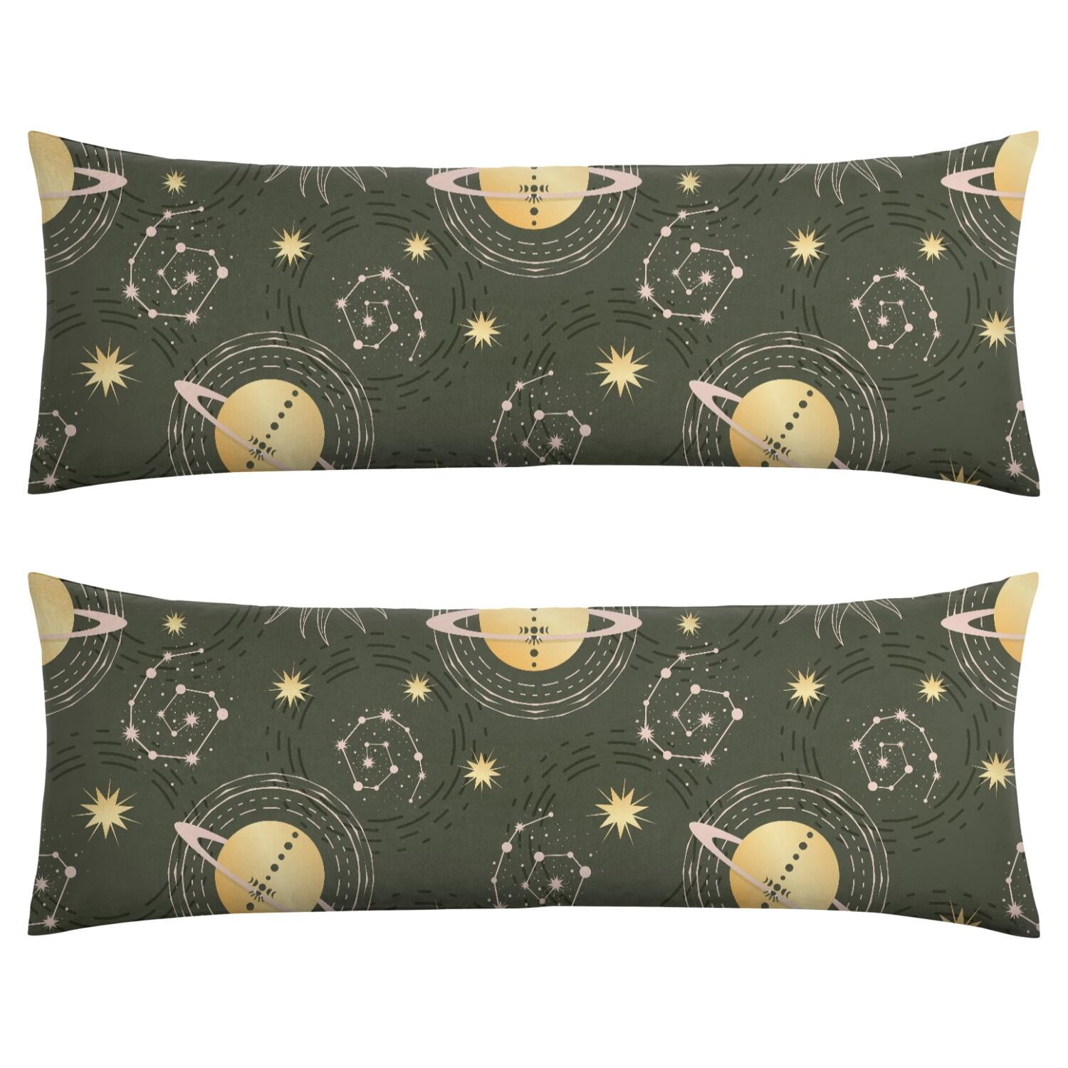 Celestial Gothic Pillow Cover 20x54 - Starry Cosmic Night Sky Print ...