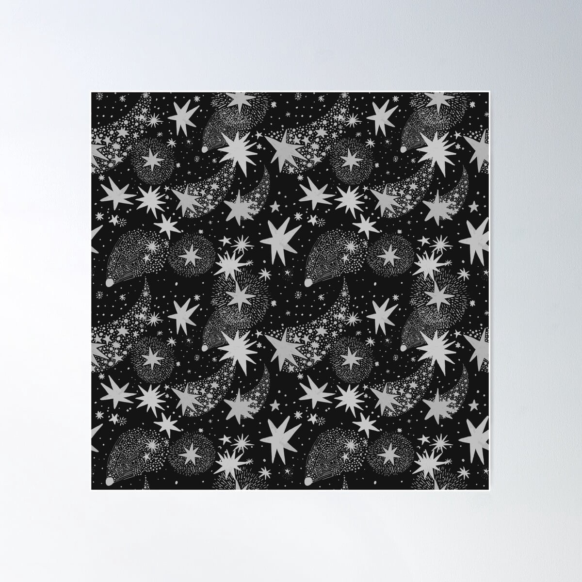 Celestial Gothic Starry Night Pattern Poster Wall Art, Modern Wall ...