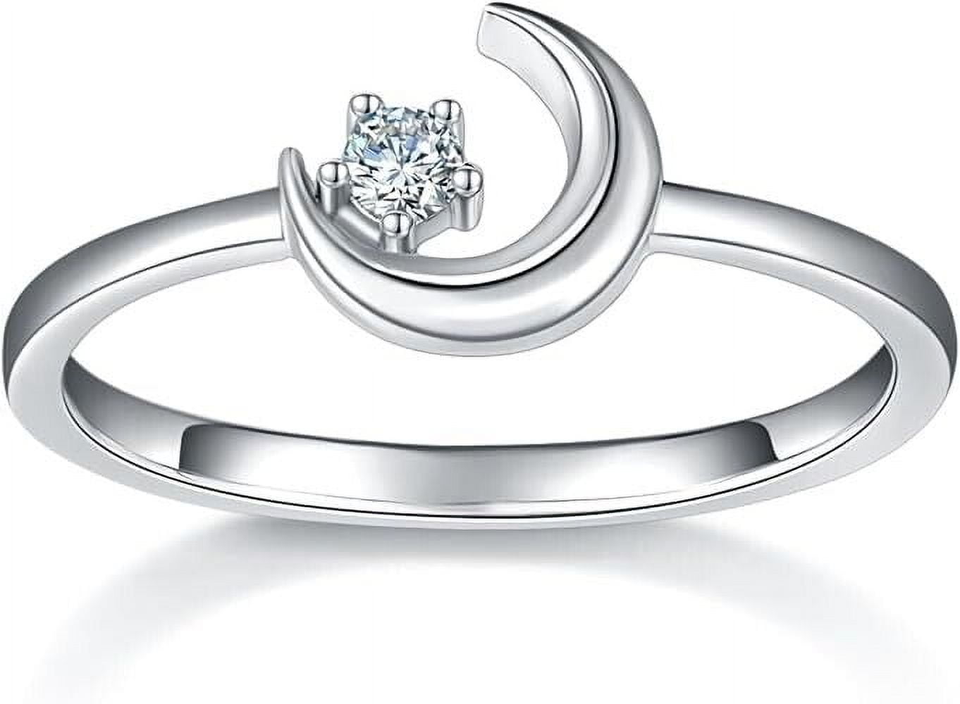 Celestial Half Moon Solitaire Diamond Ring 1.5 Ct Diamond 14K White ...