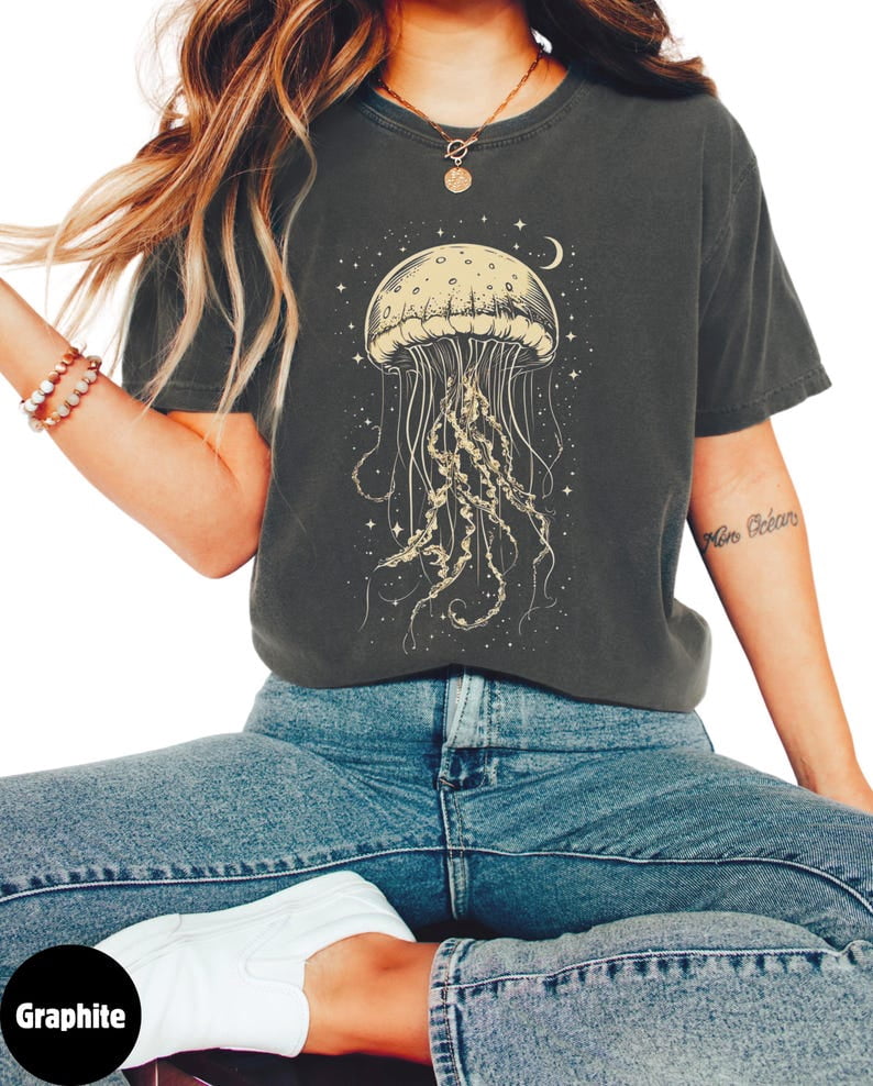 Celestial Jellyfish Shirt, Sea Creature, Ocean Animal, Hippie Boho tee ...