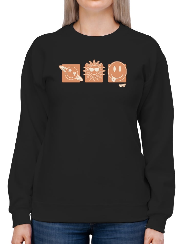 Celestial Joy Icons - Retro Cosmic Emojis Women's Sweatshirt - Walmart.com