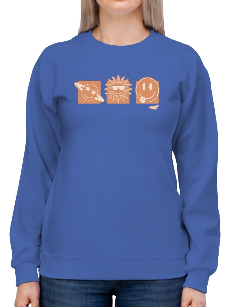 Celestial Joy Icons - Retro Cosmic Emojis Women's Sweatshirt - Walmart.com