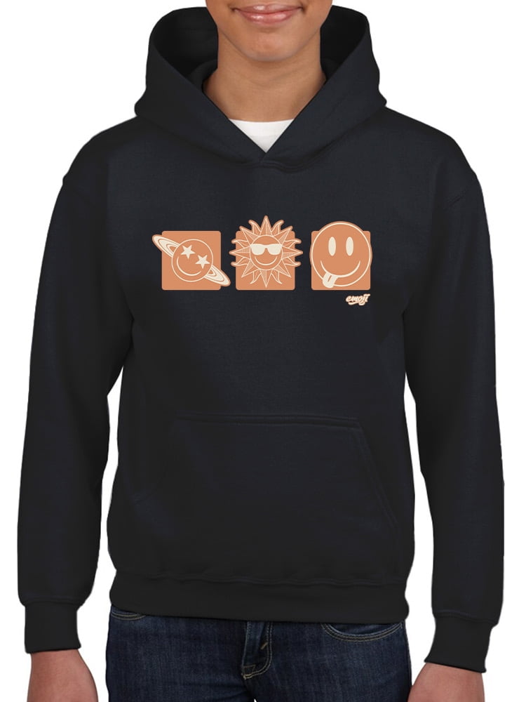 Celestial Joy Icons - Retro Cosmic Emojis Youth's Hoodie - Walmart.com