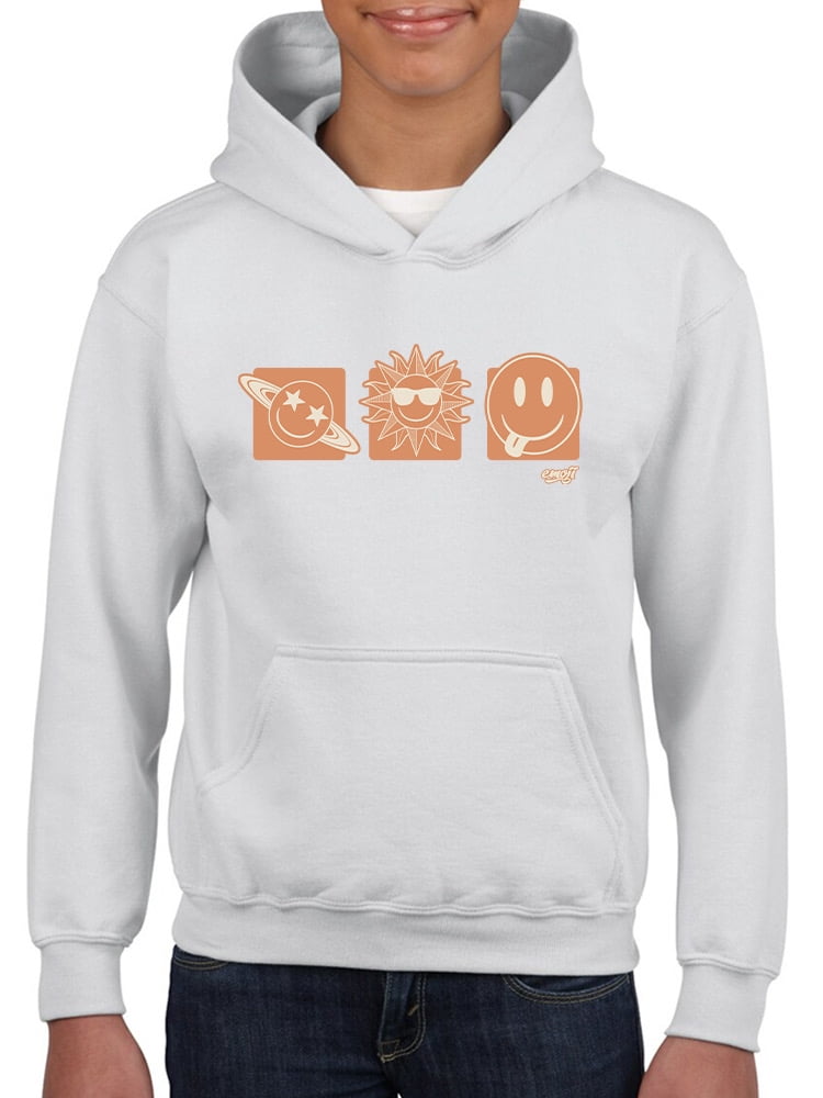Celestial Joy Icons - Retro Cosmic Emojis Youth's Hoodie - Walmart.com