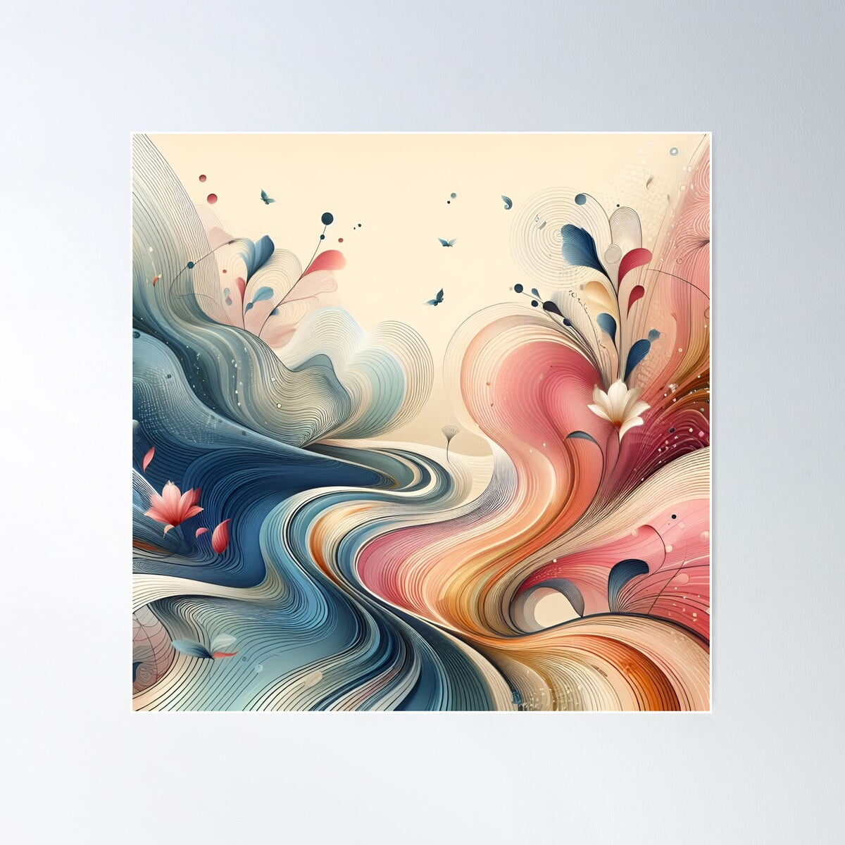 Celestial Love: Abstract Cosmic Connection Poster Wall Art, Modern Wall ...