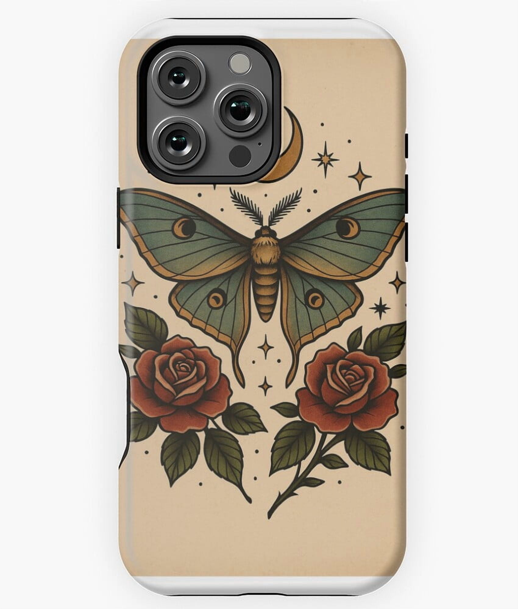 Celestial Luna Moth and Roses Floral N5800 Phone Case for iPhone 17 16 ...
