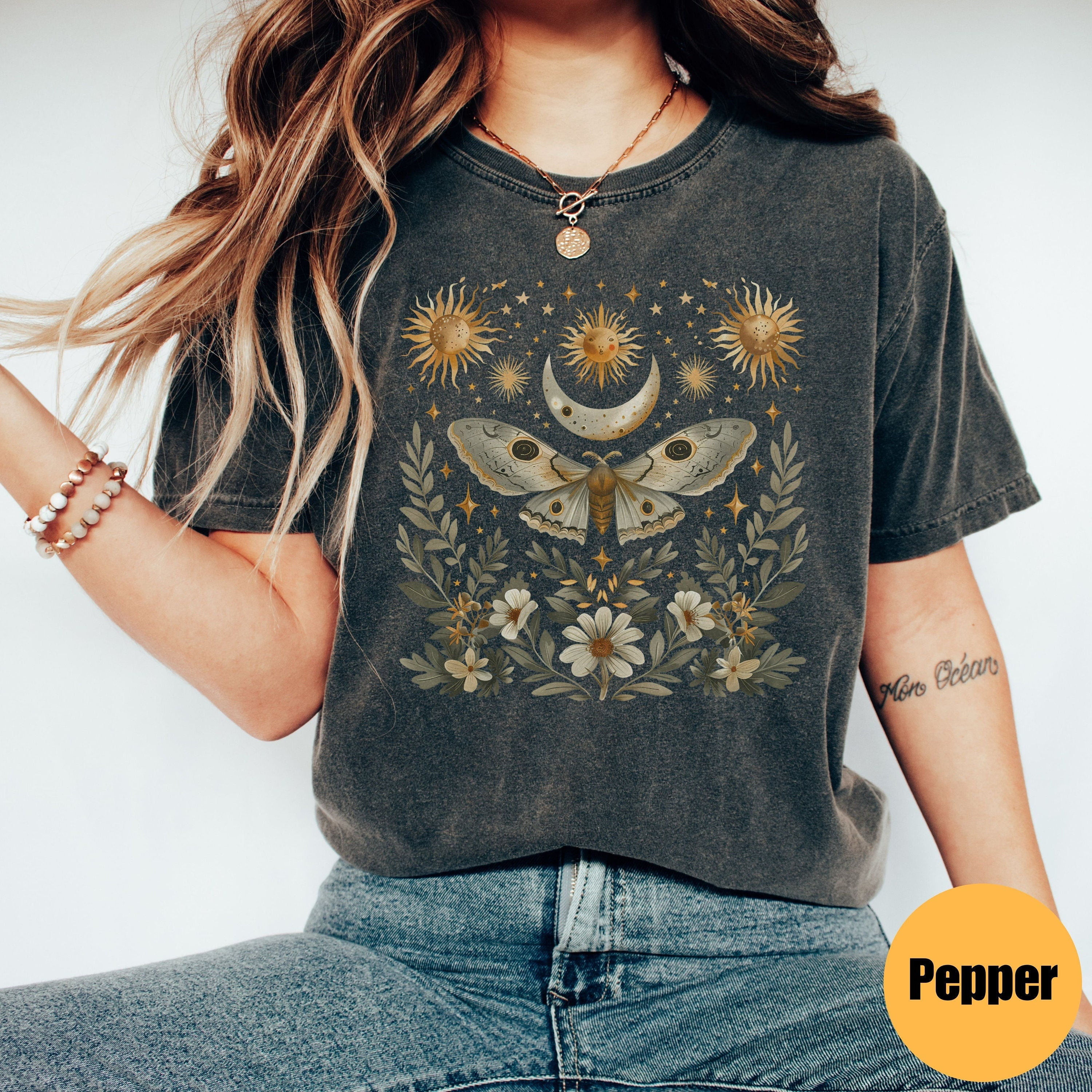 Celestial Lunar Moth Shirt Moth Shirt Goblincore Clothing Cottagecore ...