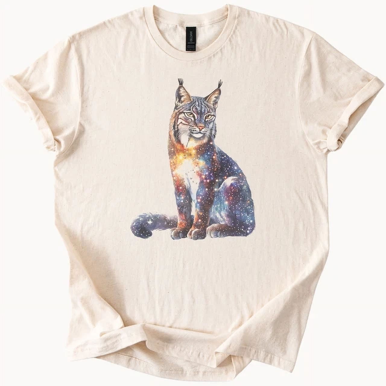 Celestial Lynx Graphic Tee Cosmic Wild Cat Nature T Shirt for Animal ...