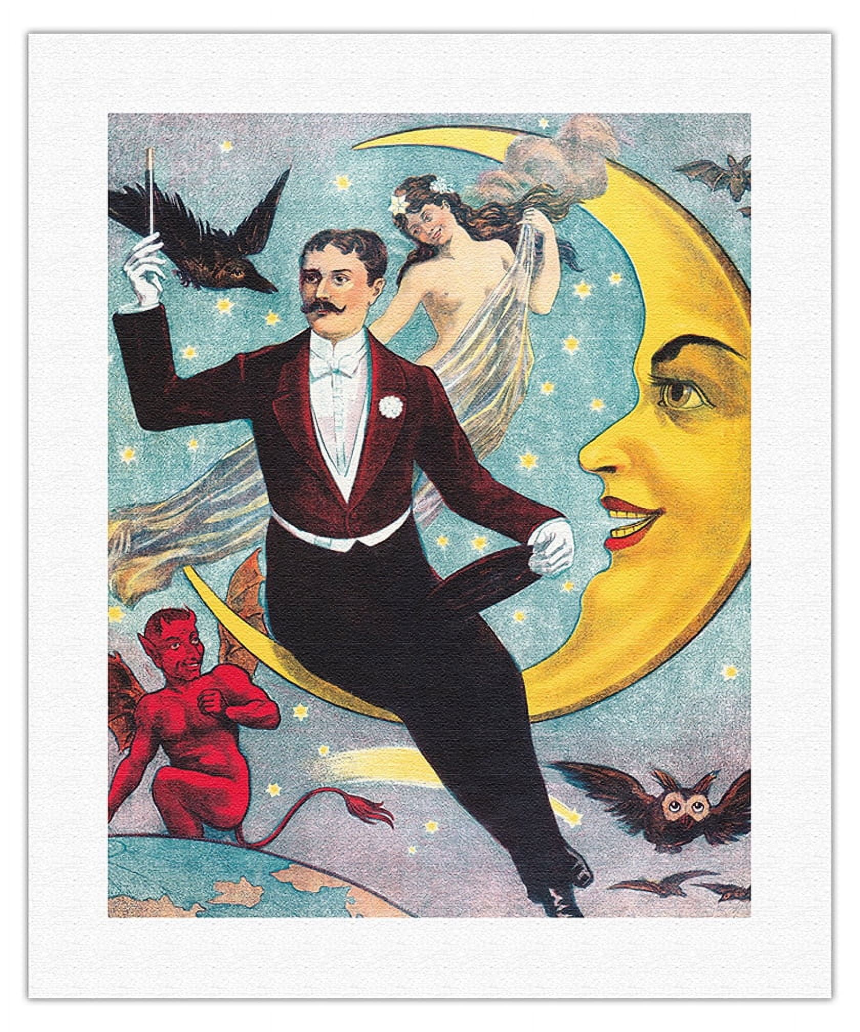 Celestial Magician - Black and Modern Magic - Vintage Magic Poster c ...