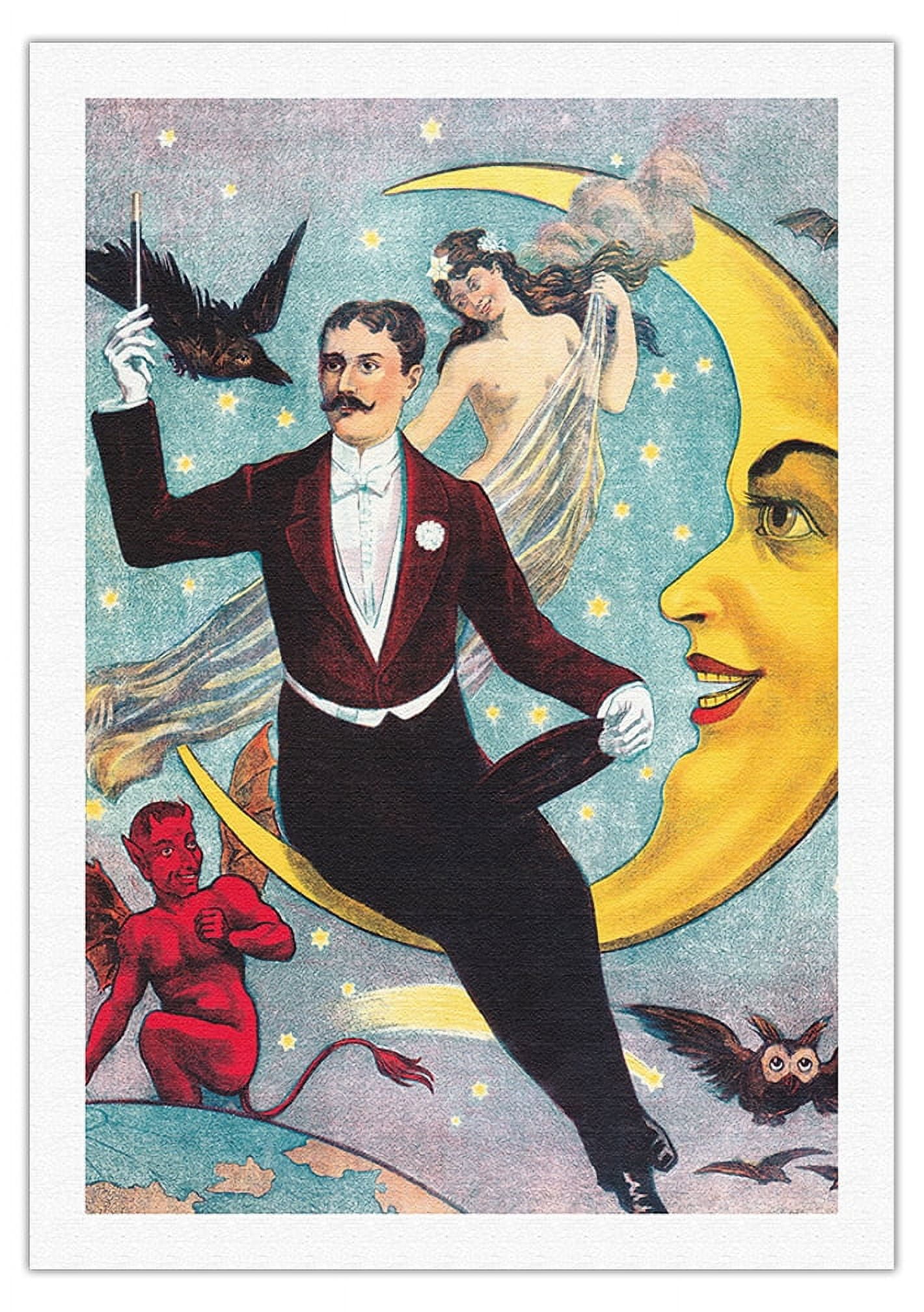Celestial Magician - Black and Modern Magic - Vintage Magic Poster c ...