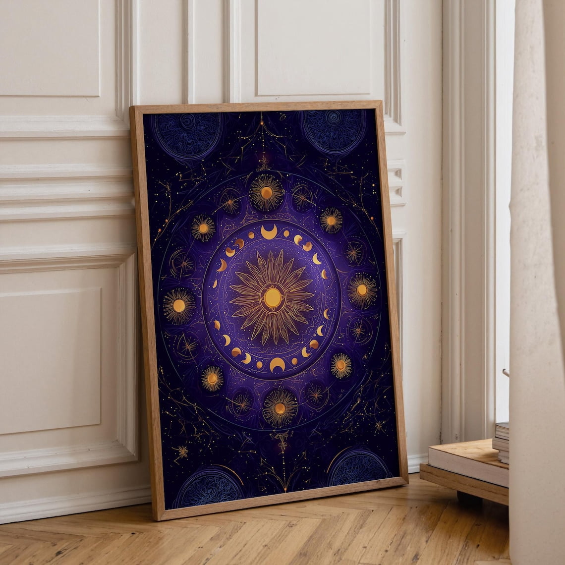 Celestial Mandala Moon Phase Zodiac Astrology Decor Mystic Wall Art ...