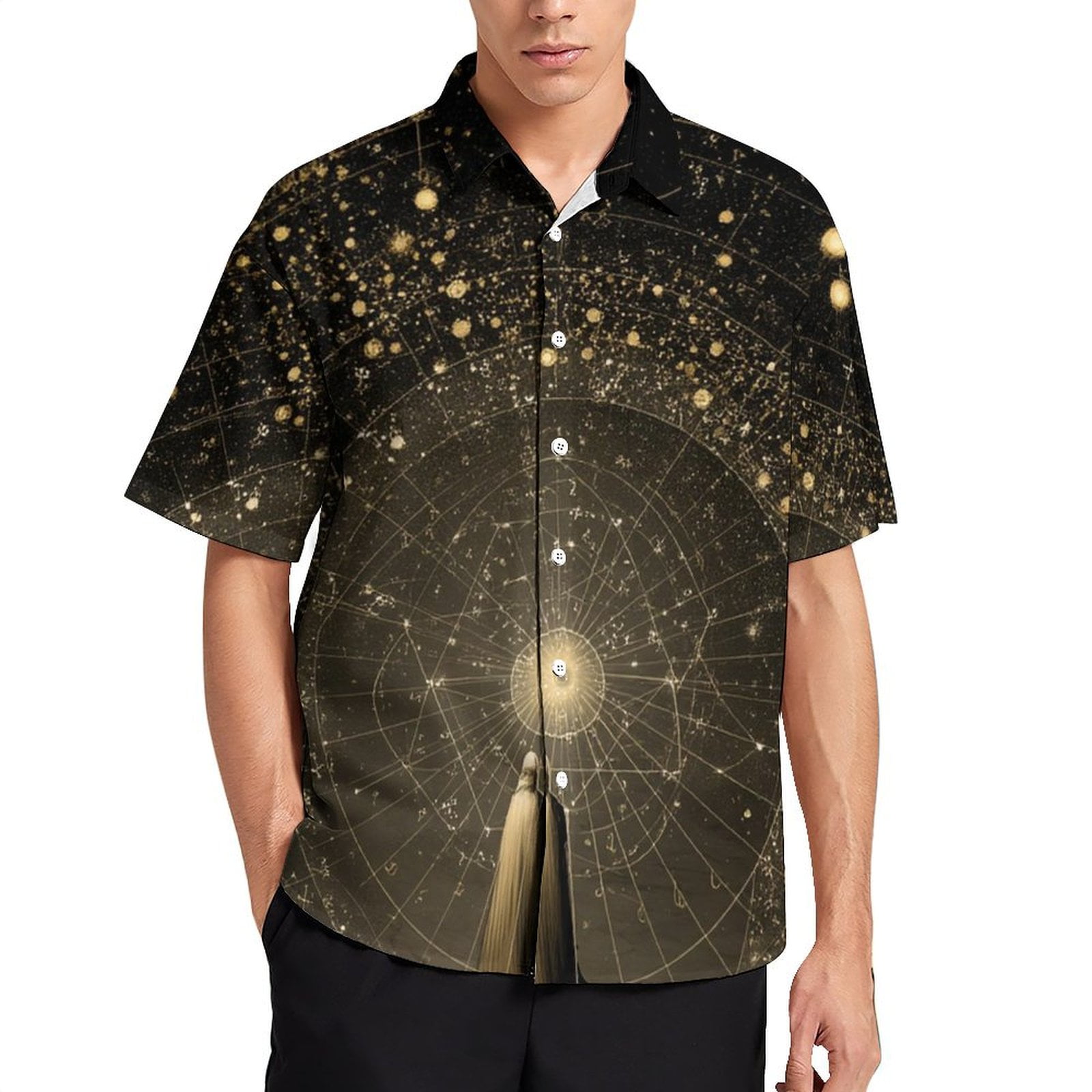Celestial Map Lone Figure Cosmos Men's Shirt Short Sleeves Printed ...
