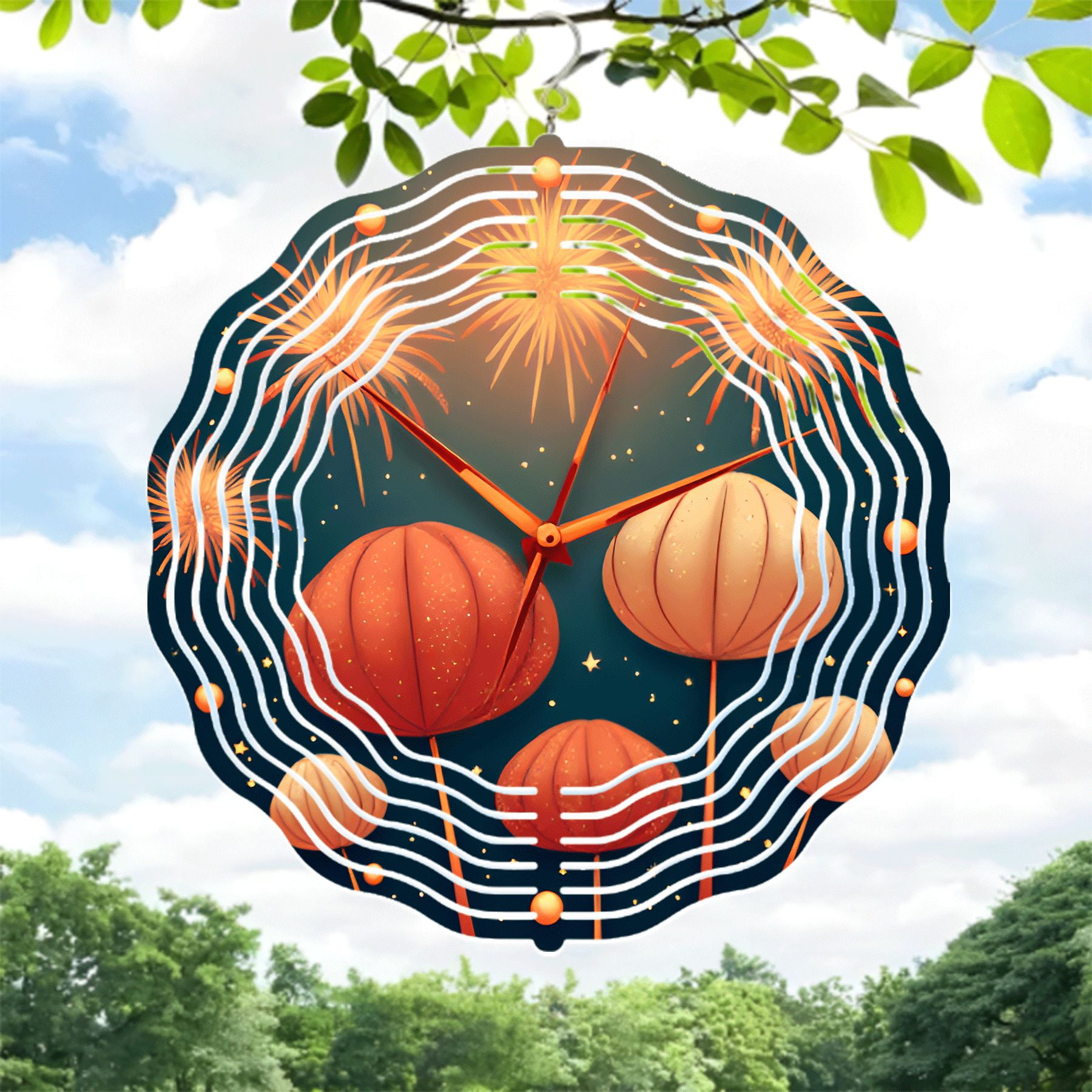 Celestial Metal Hanging Wind Spinners & Chimes - Decorative Clock ...