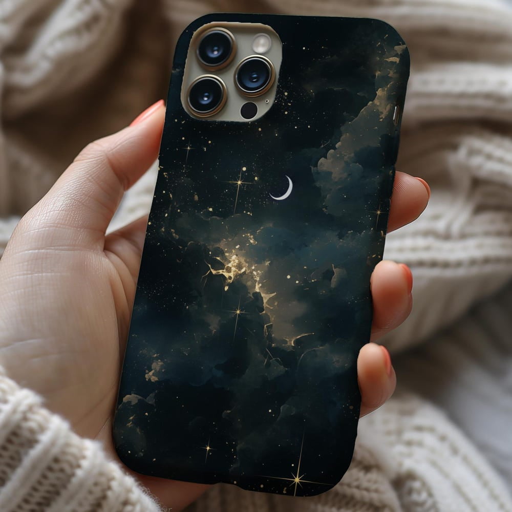 Celestial Moon Cosmic Night Phone Case for iPhone 11-17 Pro Max ...