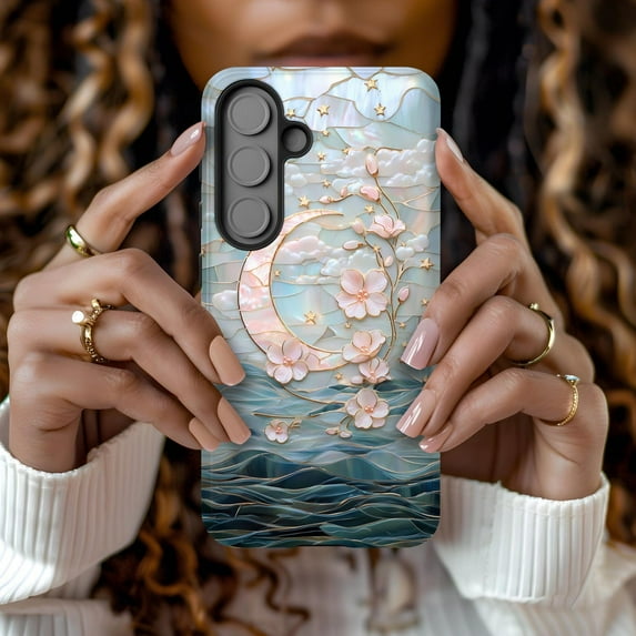 Celestial Moon Floral Phone Case with Starry Boho Aesthetic for 17 16 ...