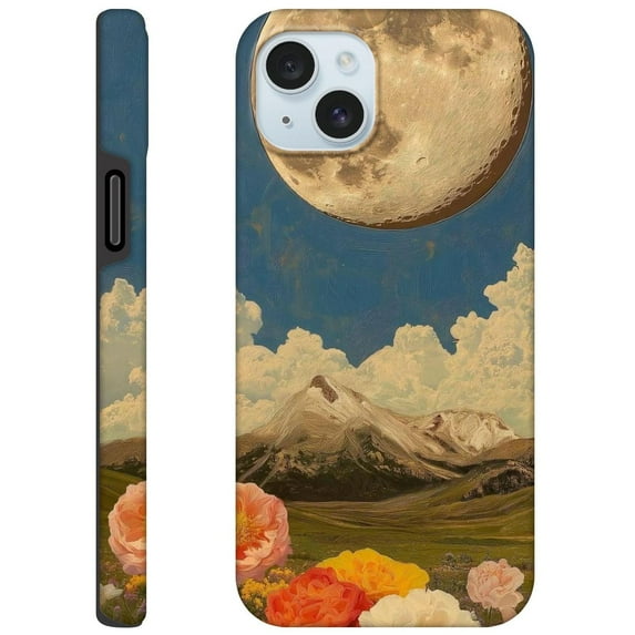Celestial Moon Flowers Landscape Phone Case for iPhone 17 through 11 ...
