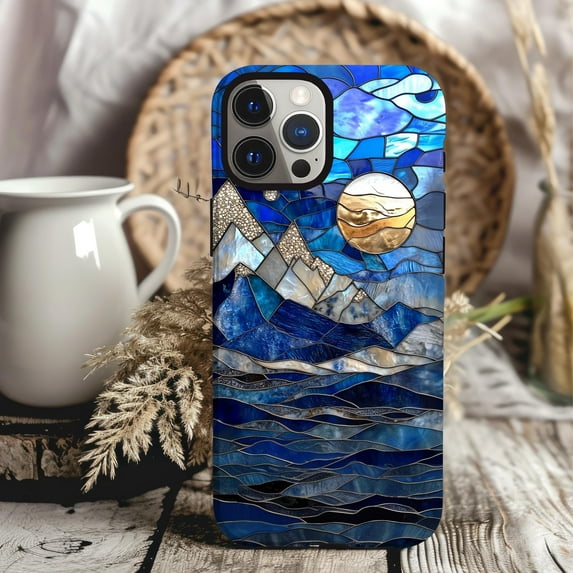 Celestial Moon GlCase With Starry Night Skyline Theme for iPhone 17 16 15 14 13 12 11 Pro Max ...
