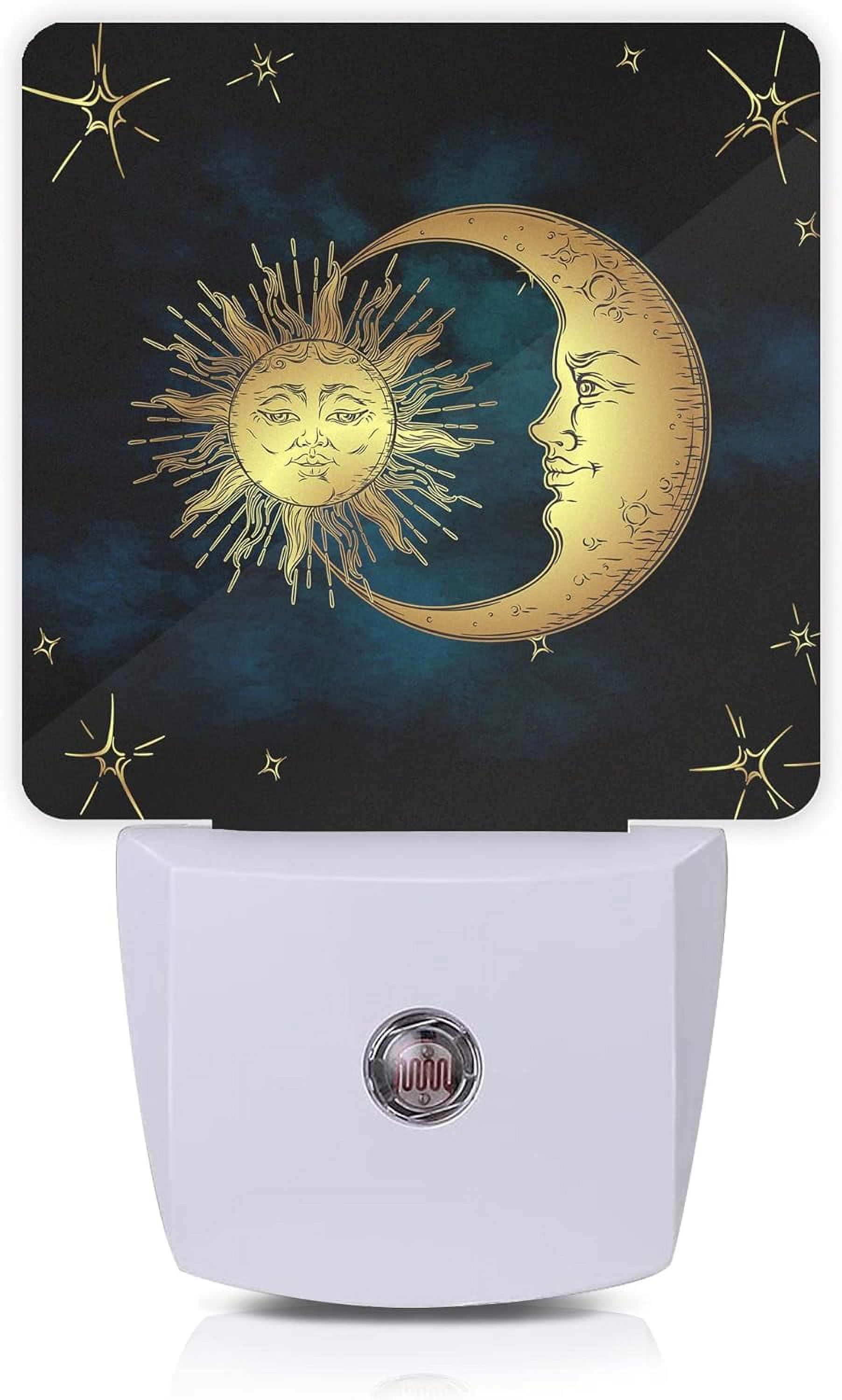 Celestial Moon Golden Sun Night Light,Boho Chic Stars Night Lights Plug ...