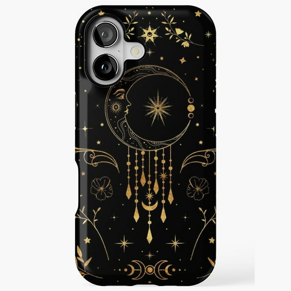 Celestial Moon Phase Floral Art Compatible Phone Case for iPhone 11-17 ...