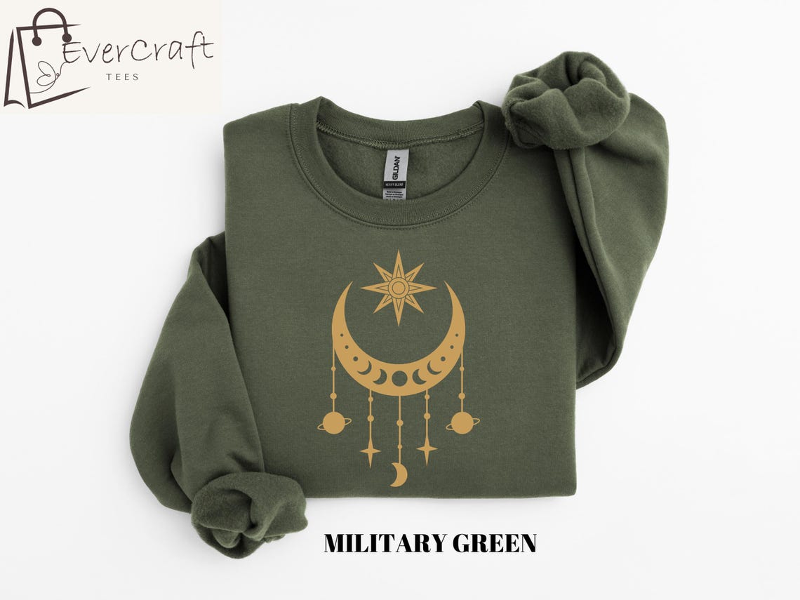 Celestial Moon Phase Shirt, Mystical Moon & Sun Shirt, Spiritual Womens ...