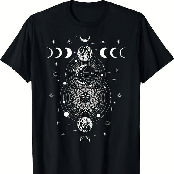 Celestial Moon Phase Sun Crystals Stars Vintage Astrology T-Shirt - Walmart.com