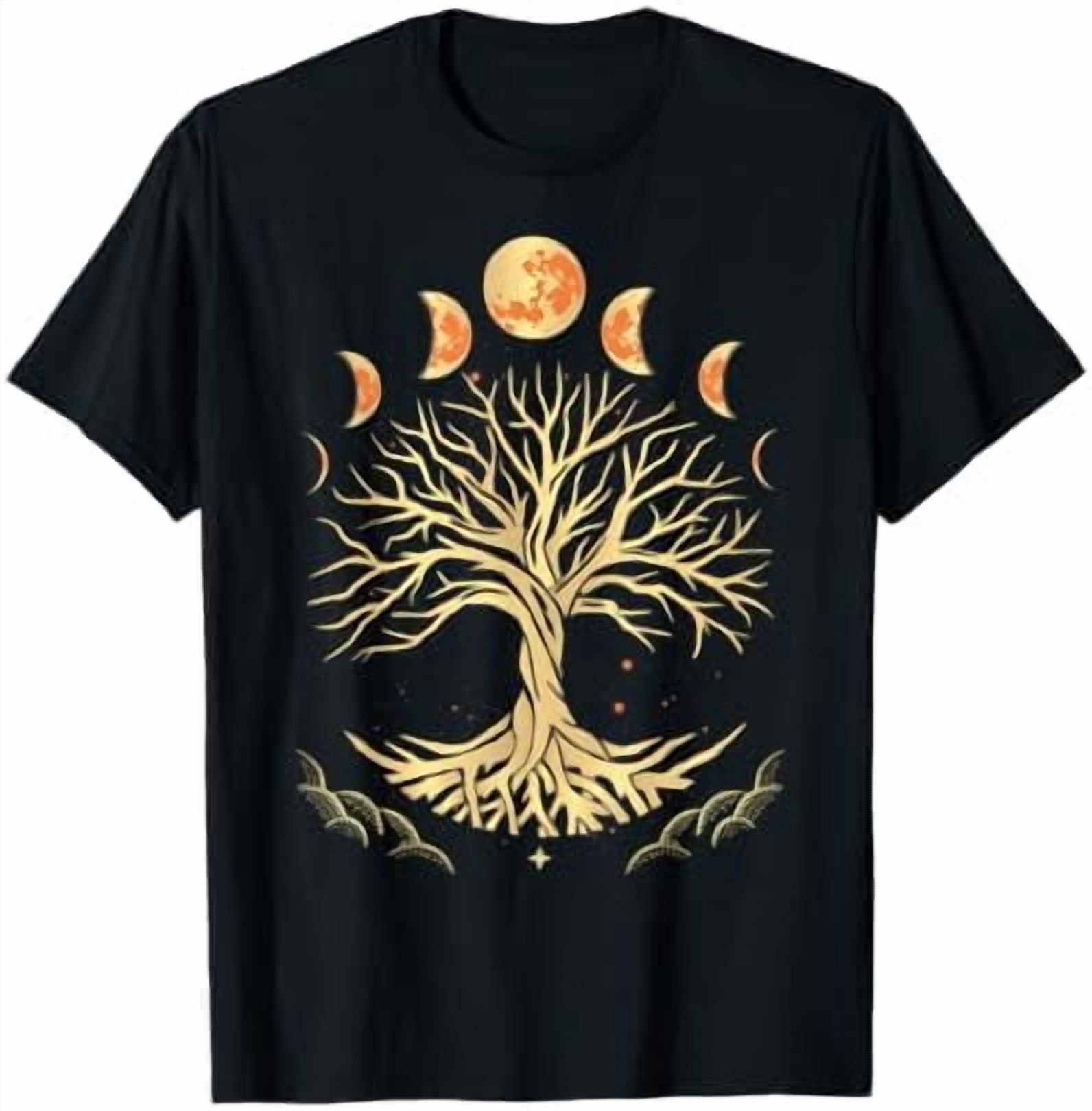 Celestial Moon Phase Tree of Life Spiritual T-Shirt for Meditation and ...