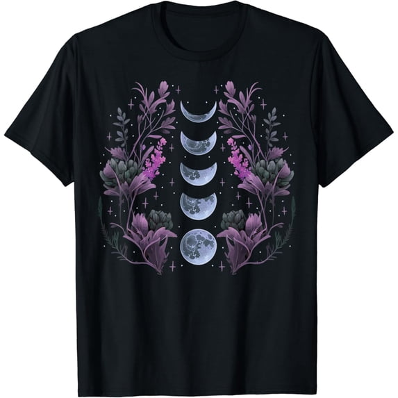 Celestial Moon Phase Wildflowers Astrology Design T-Shirt - Walmart.com