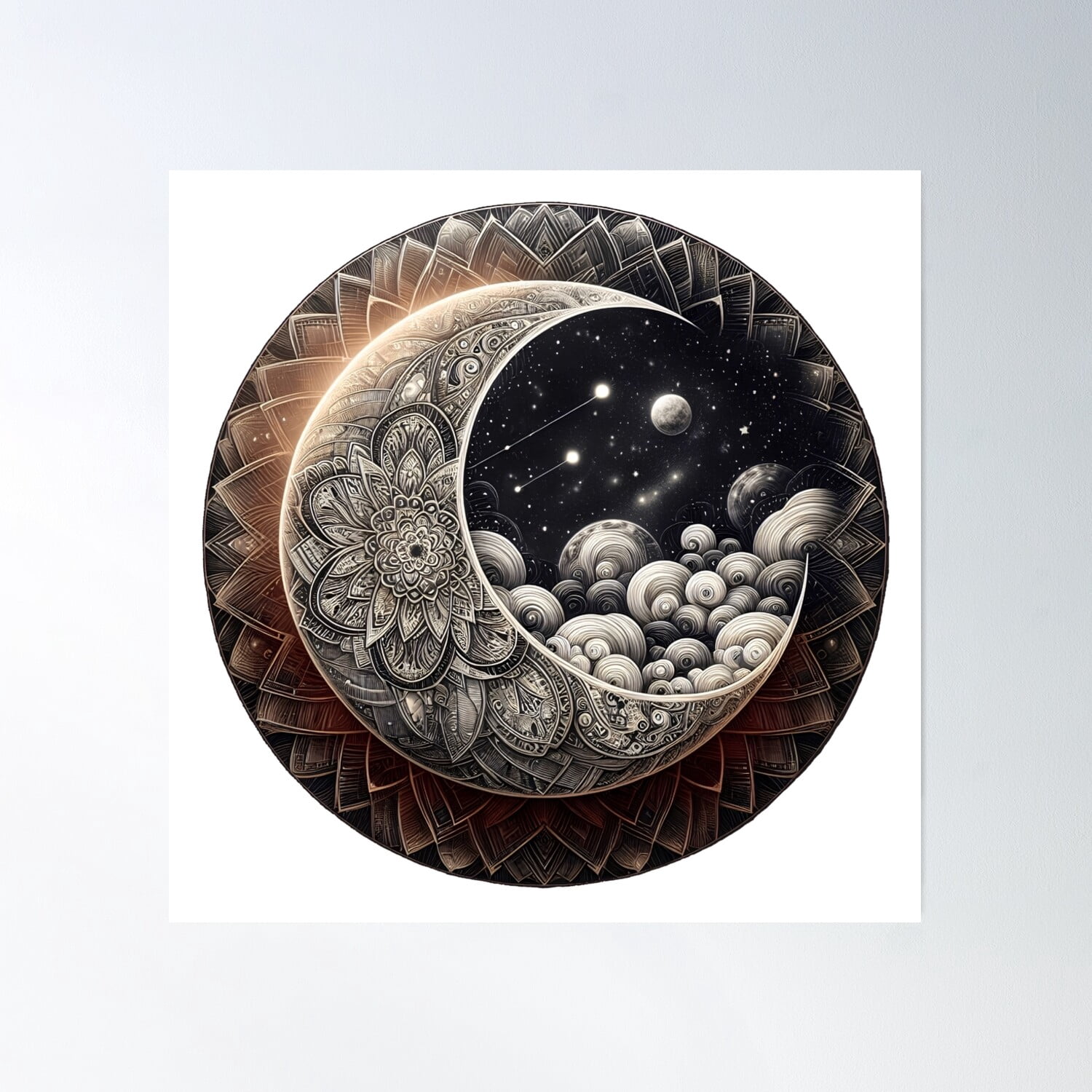 Celestial Moon Poster Wall Art, Modern Wall Decor, 16x16 UNFRAMED ...