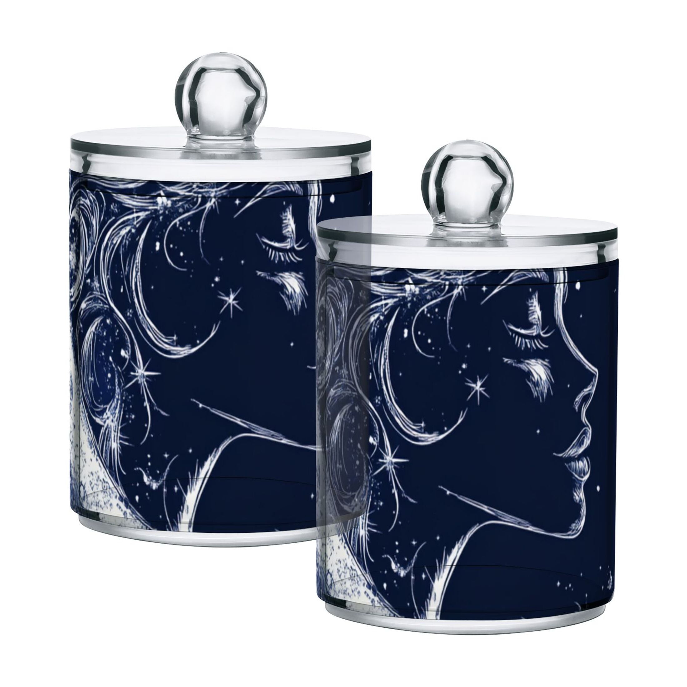 Celestial Moon Star Beautiful Side Face Translucent Plastic Cans ...