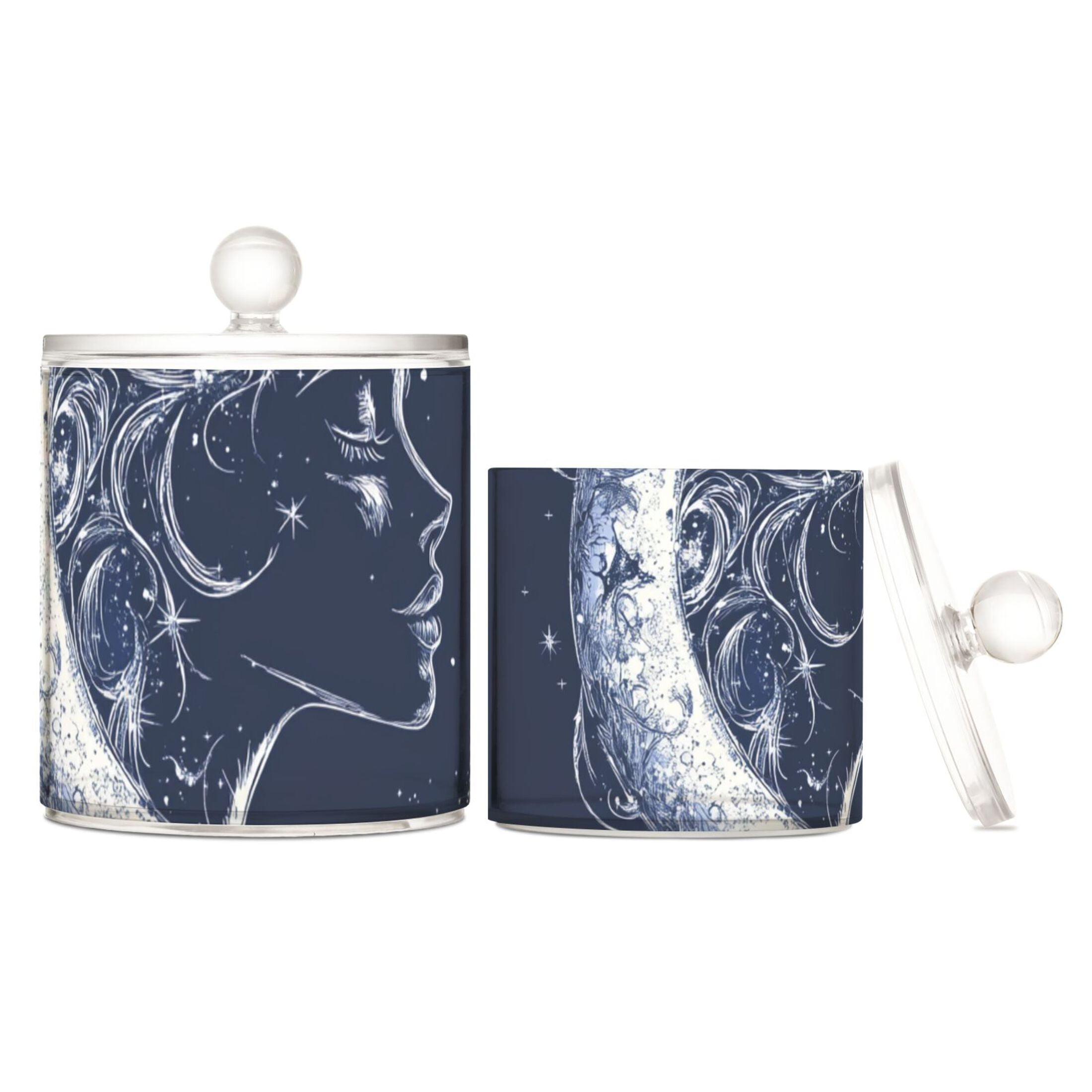 Celestial Moon Star Beautiful Side Face Translucent Plastic Cans ...