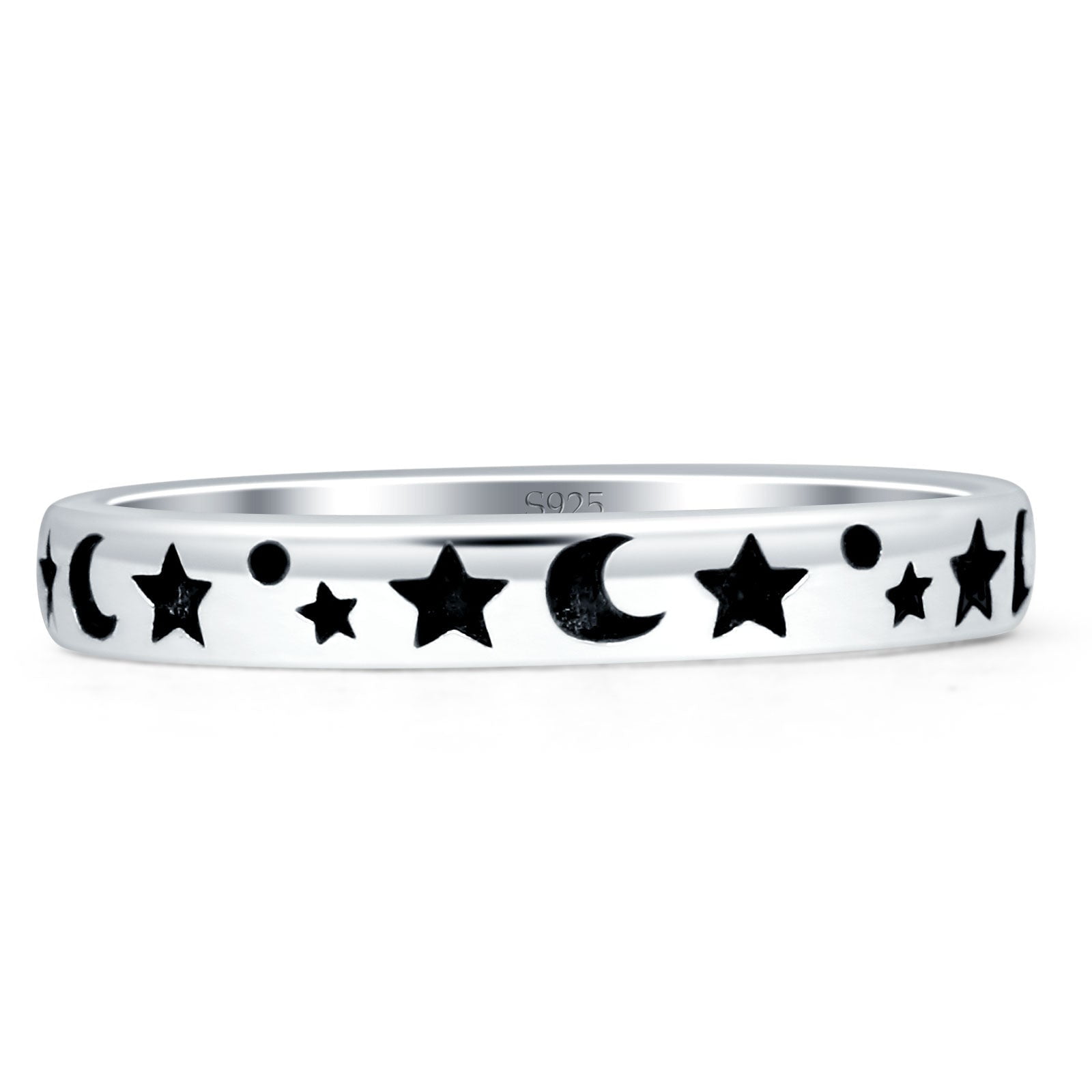 Celestial Moon Star Ring 925 Sterling Silver Size 6 - Walmart.com