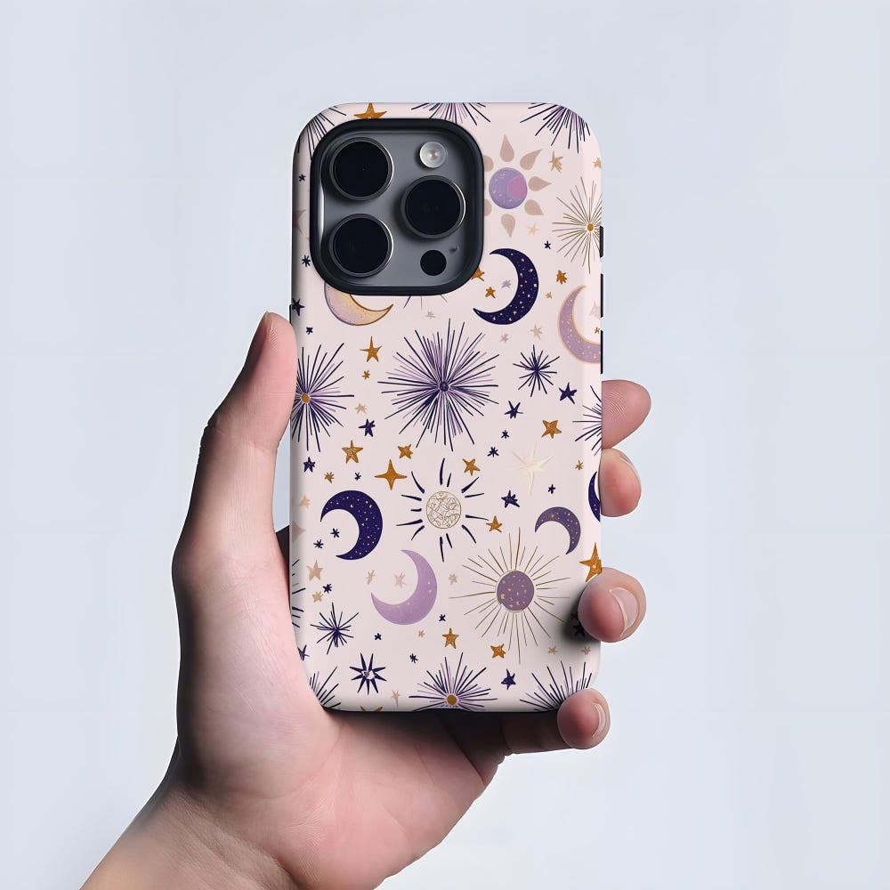 Celestial Moon Stars Mystical Phone Case for iPhone 11-17 Pro Max ...