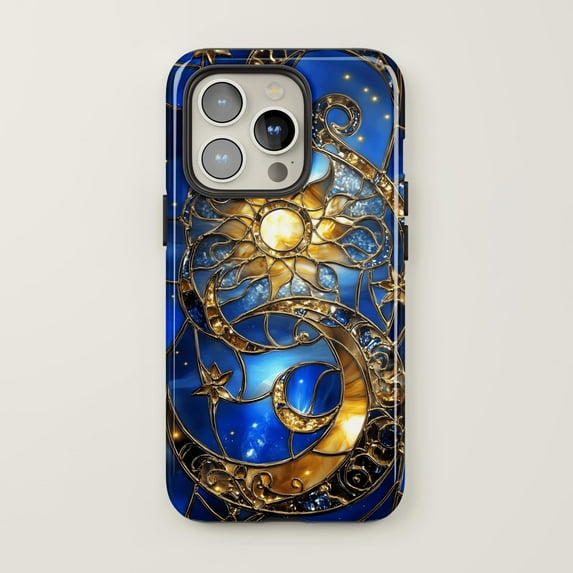 Celestial Moon & Stars Stained GlPhone Case Faux Embroidery Night Sky ...