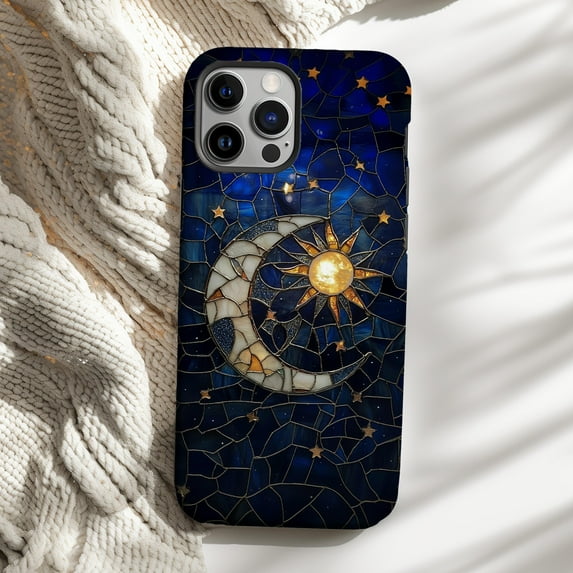 Celestial Moon Sun Faux Glass Cosmic Art Cover with iPhone 17 through ...
