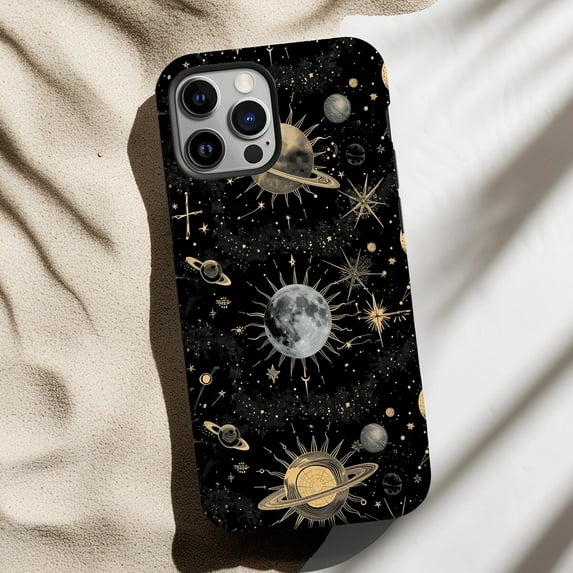 Celestial Moon Sun Stars Galaxy Phone Case for 17 16 15 14 13 12 11 Pro ...