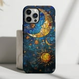 Celestial Moon Sun Stars Mosaic Phone Case with iPhone 17 to 11 Pro Max ...
