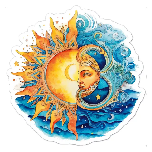Celestial Moon Sun Sticker Indoor Outdoor Phone Decal Water Bottle ...