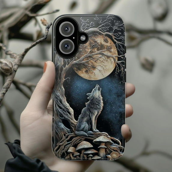 Celestial Moon Wolf Dark Forest Night Phone Case with iPhone 17 to 11 ...