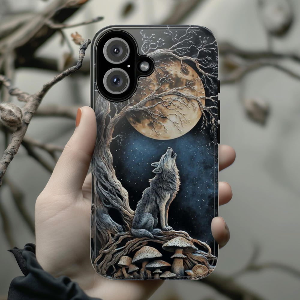 Celestial Moon Wolf Mystical Dark Forest Night Phone Case 17 16 15 14 ...