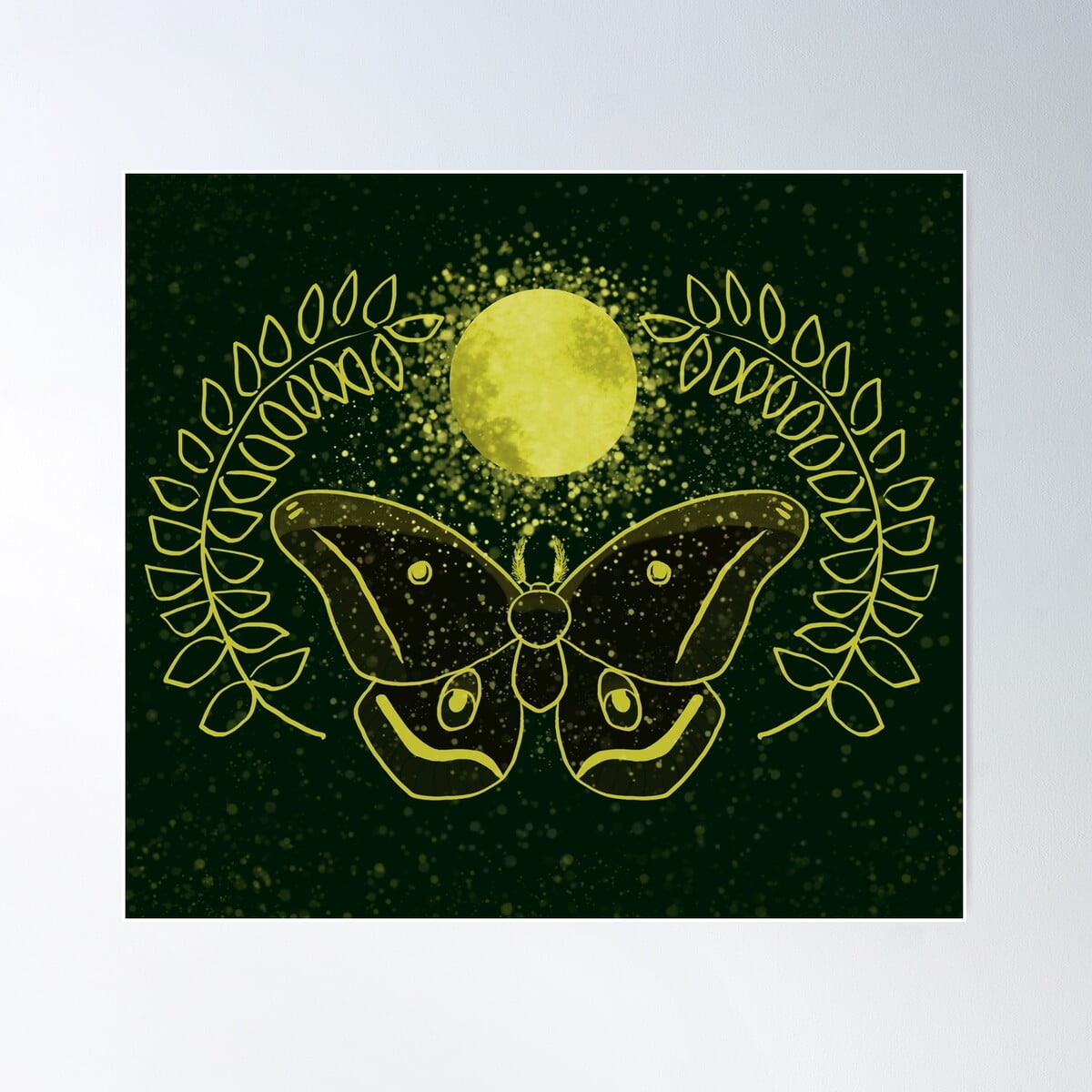 Celestial Moth (Green) Poster Wall Art, Modern Wall Decor For Living ...