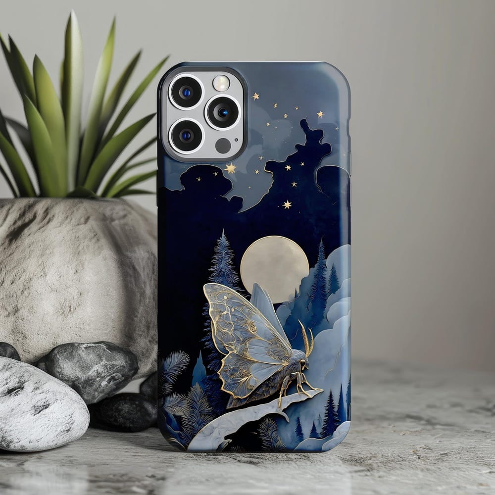 Celestial Moth Moonlit Night Sky Art Design Universal Phone Case for ...