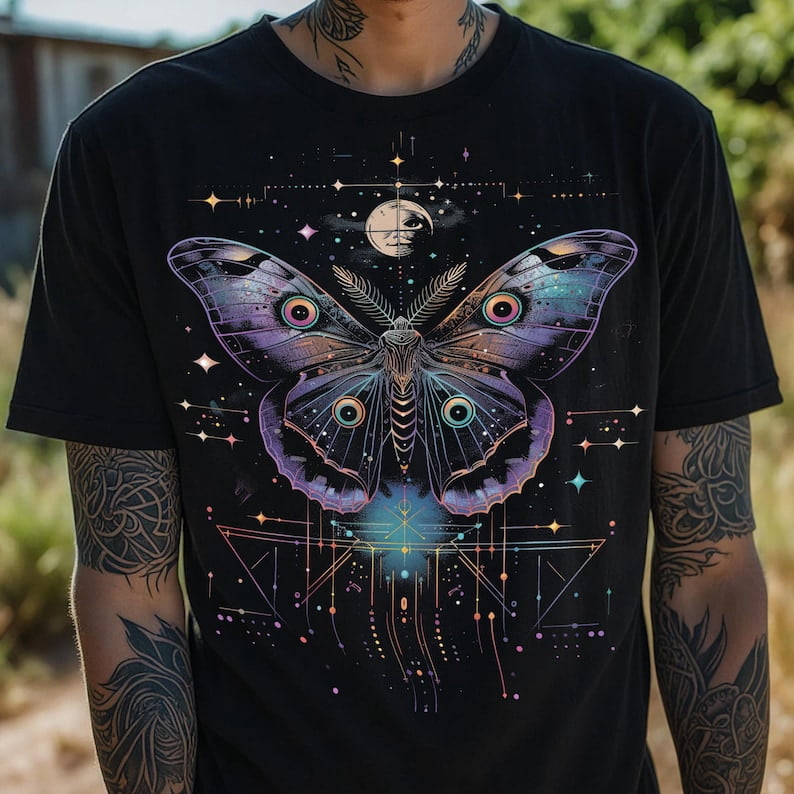 Celestial Moth Shirt - Luna Moth Tshirt, Alt Clothing, Dark Cottagecore ...