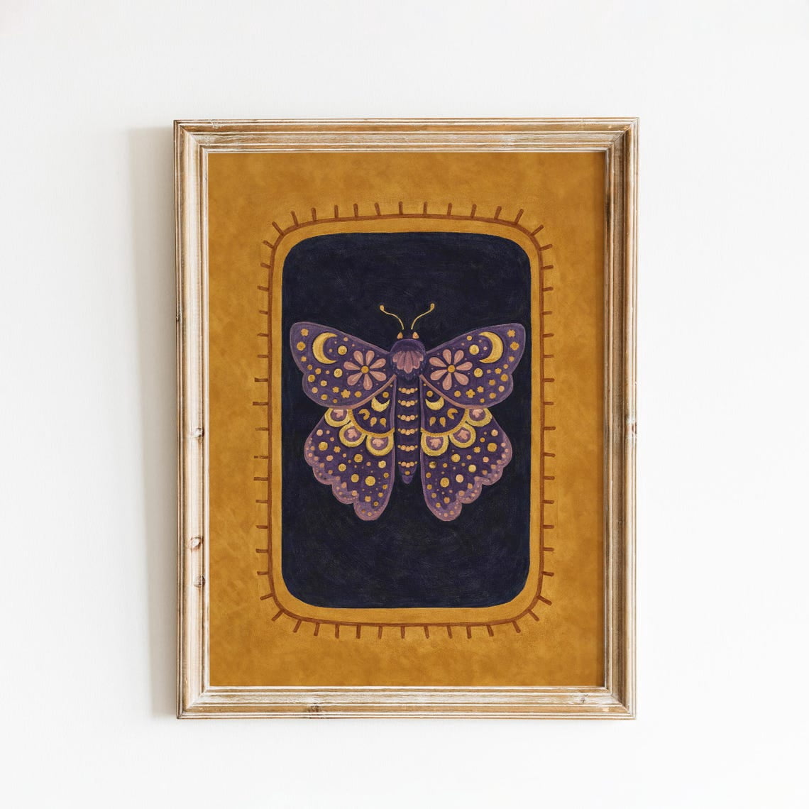 Celestial Moth Wall Decor Boho Midnight Butterfly Poster Unframed Paper ...