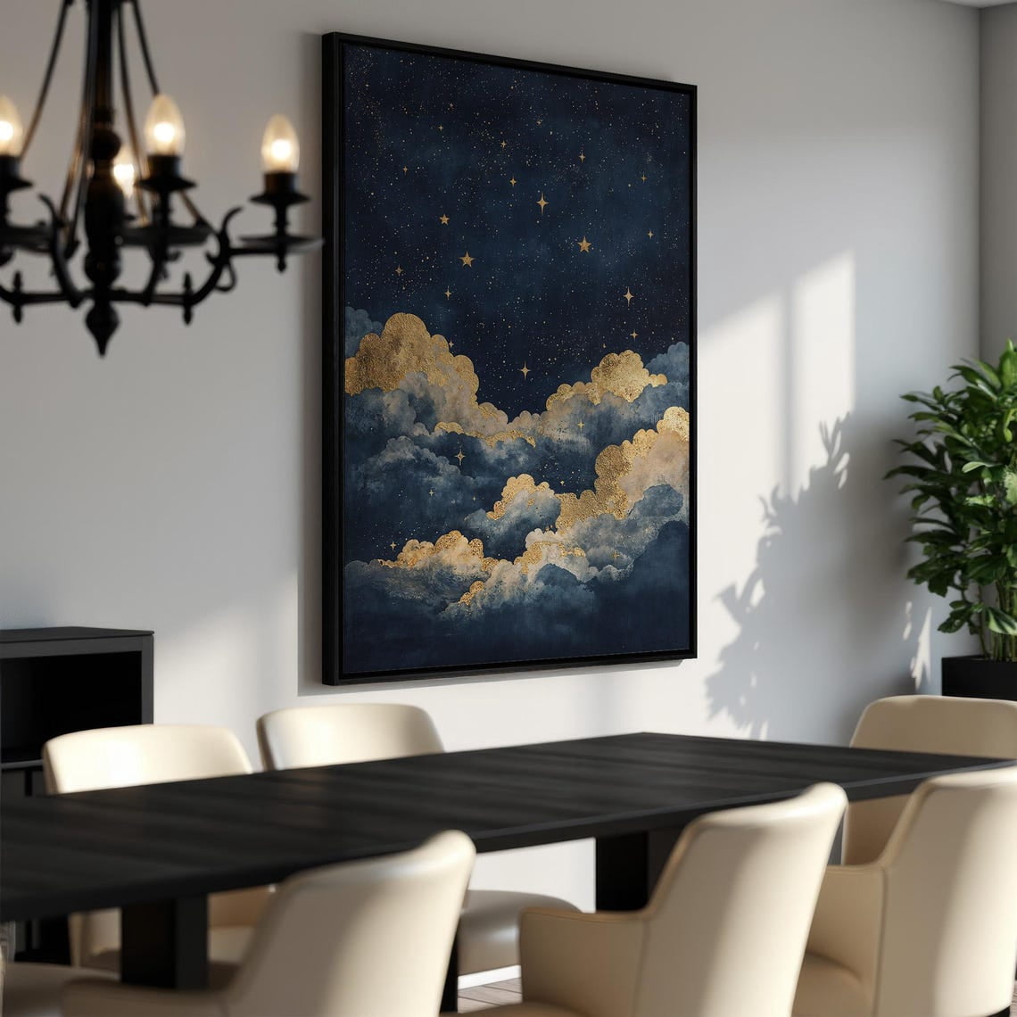 Celestial Night Sky Starscape - Poster, Mystical Nursery Decor, Vibrant ...