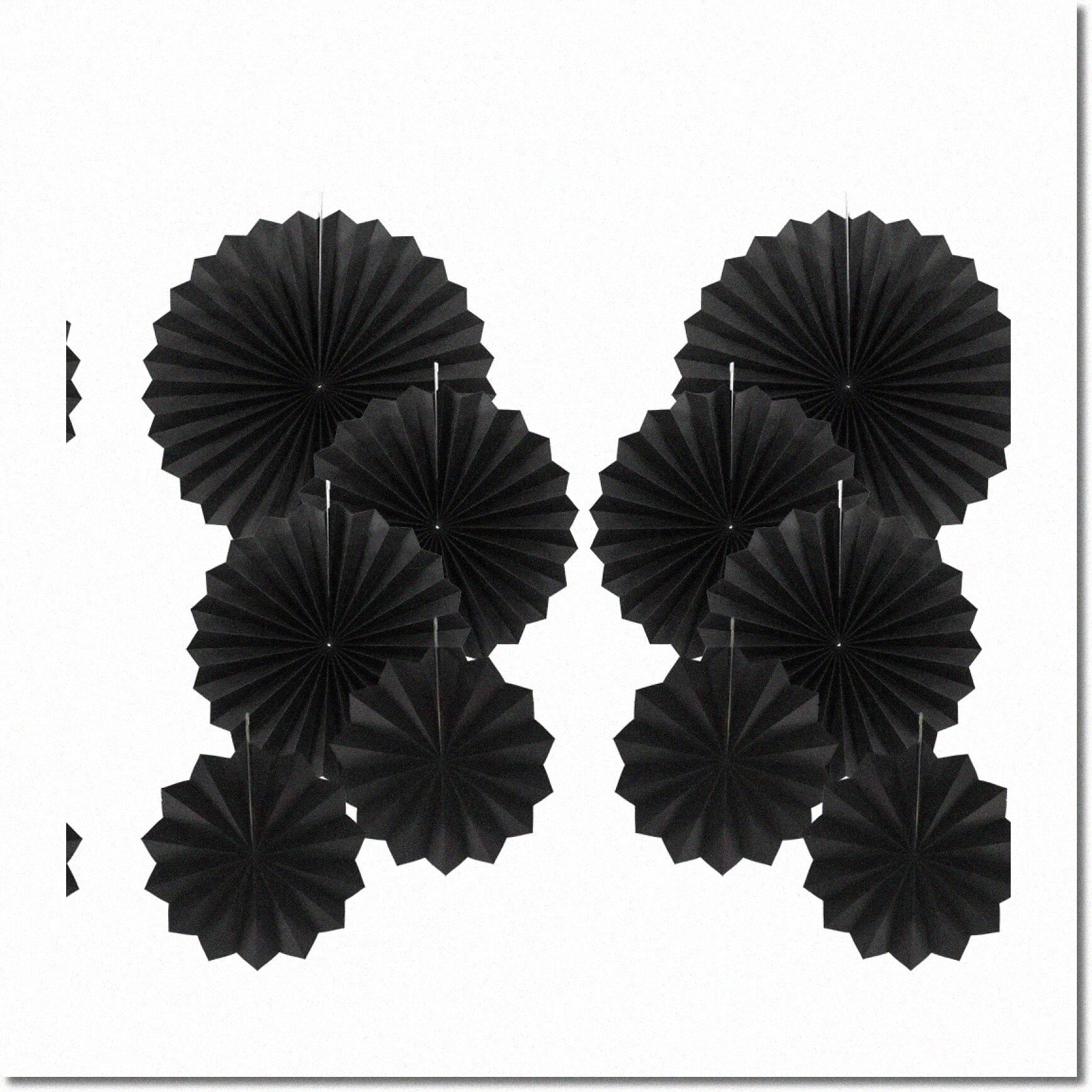 Celestial Noir Party Fan Set - 10 Black Round Paper Fans for ...