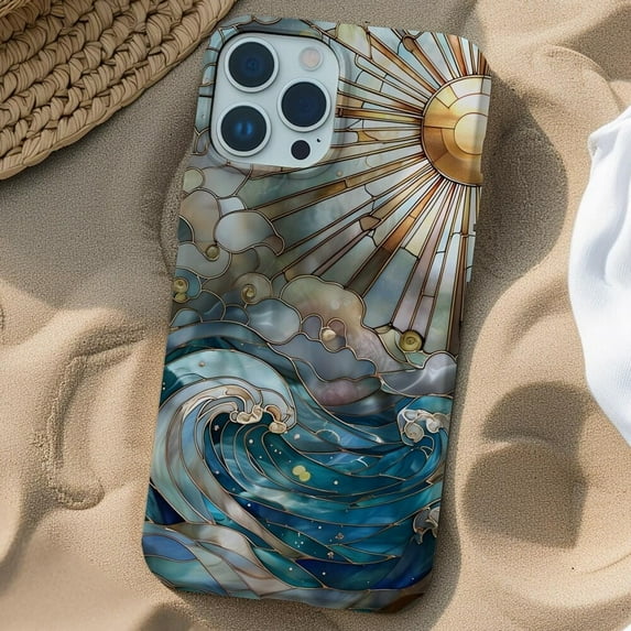 Celestial Ocean Stained Glass Boho Phone Case 17 16 15 14 13 12 11 Pro ...