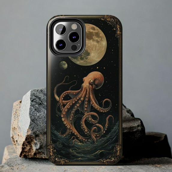 Celestial Octopus Full Moon Kraken Ocean Phone Case with iPhone 17 to ...