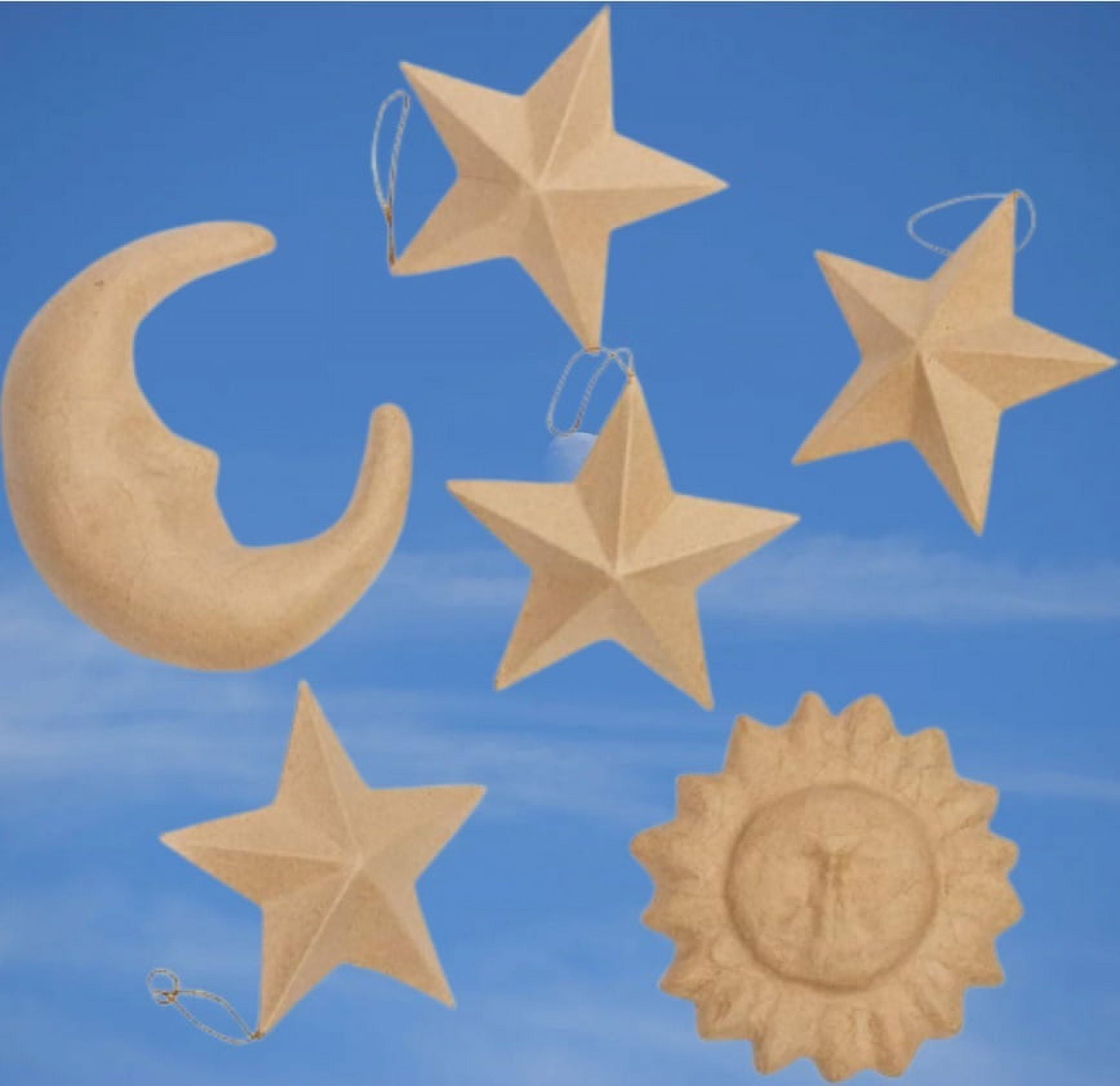 Celestial Paper Mache Set of Sun, Moon and Stars - Paintable and ...
