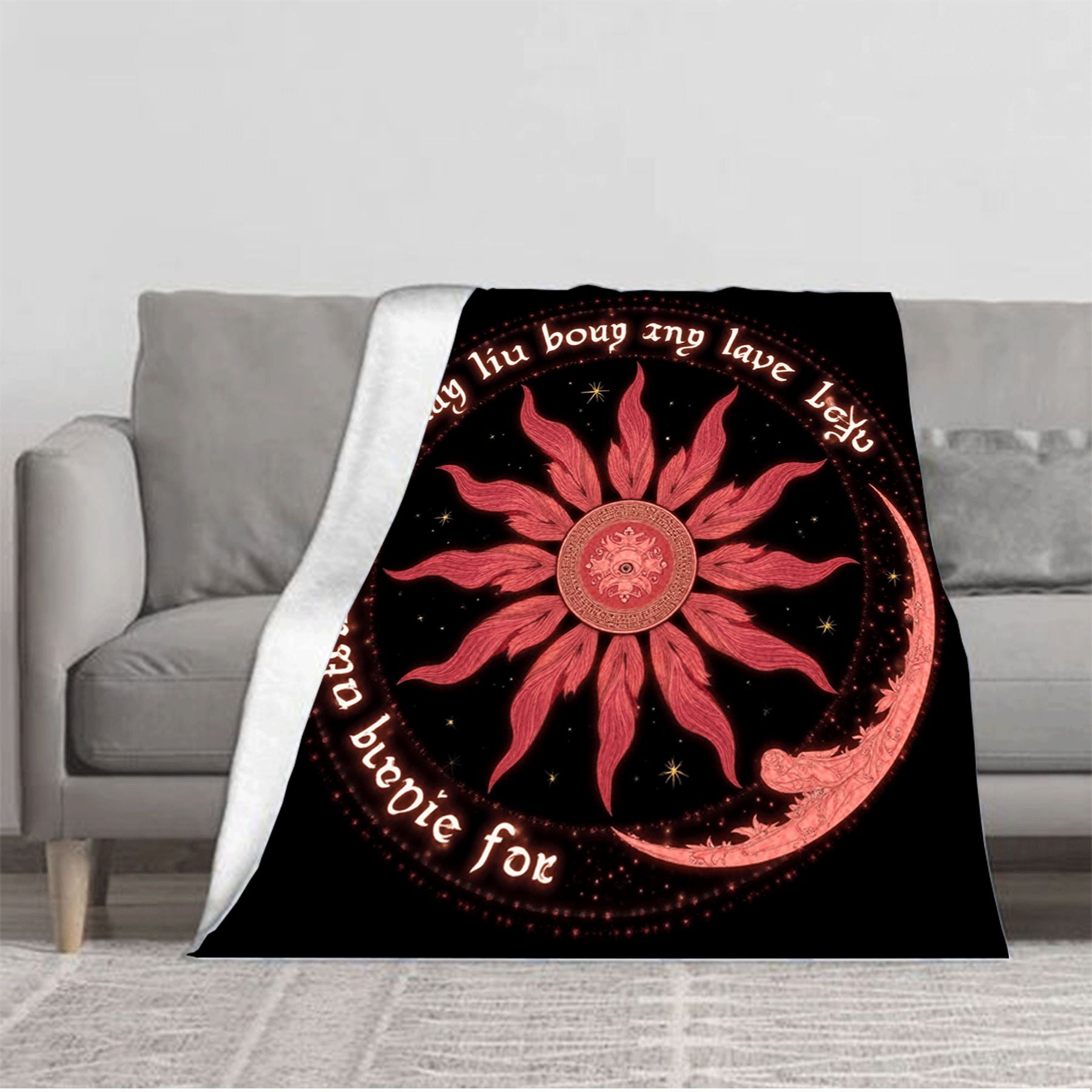 Celestial Pattern Flannel Blanket - Soft Warm & Cozy for Sofa Travel ...